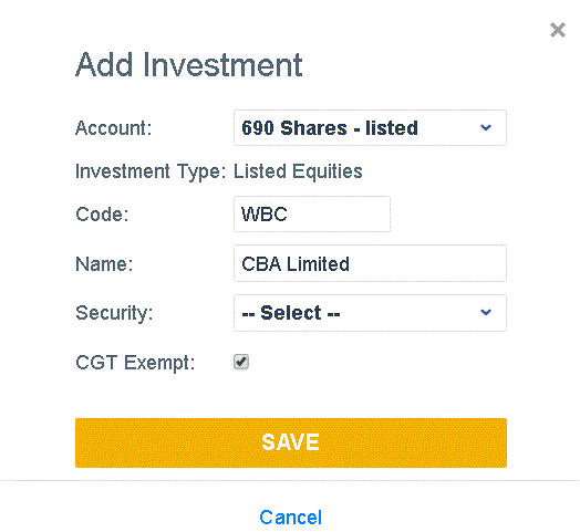 Add or Edit Investments – Practical Systems Super